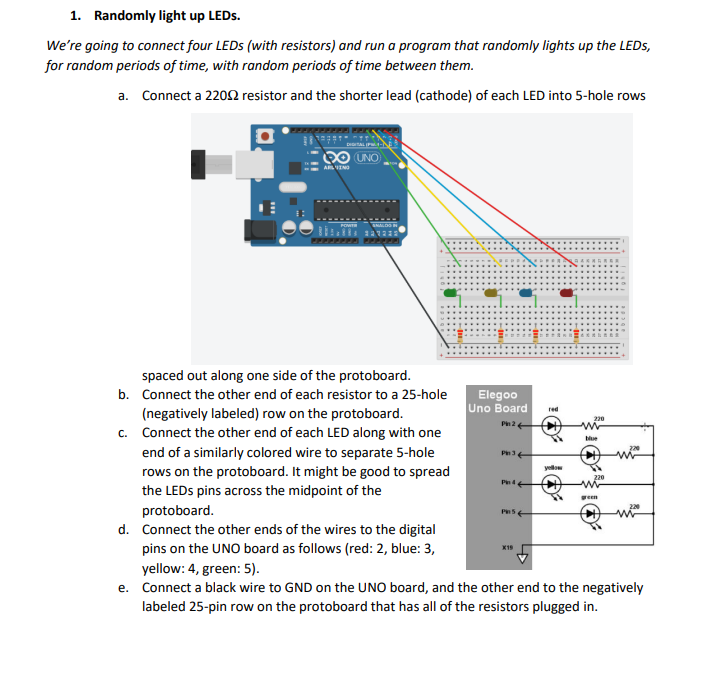 Solved 1. Randomly light up LEDs. We're going to connect | Chegg.com