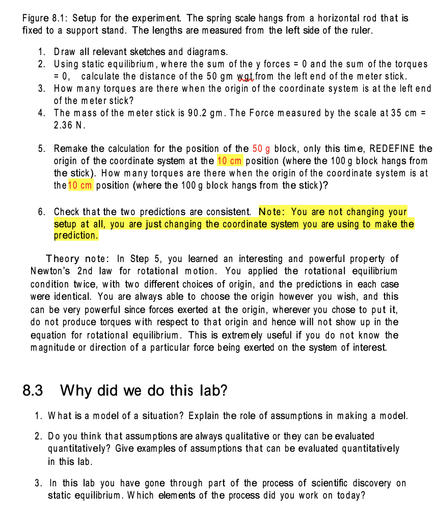 Solved Lab 8 Statics 8.1 Learning goals 1. Use your | Chegg.com