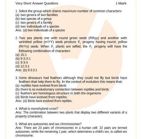 Solved Very Short Answer Questions 1 Mark 1. Select the | Chegg.com