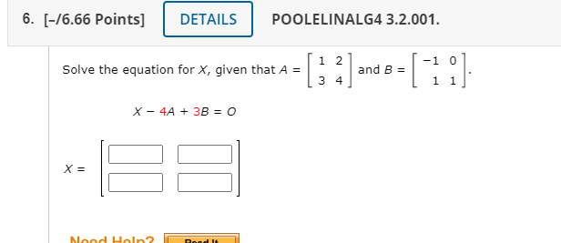 Solved 6. [-76.66 Points] DETAILS POOLELINALG4 3.2.001. | Chegg.com