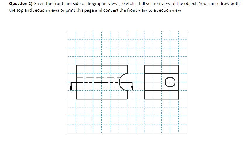 Solved Question 2) ﻿Given the front and side orthographic | Chegg.com