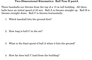 Solved Two-Dimensional Kinematics: Ball Toss II partA Three | Chegg.com