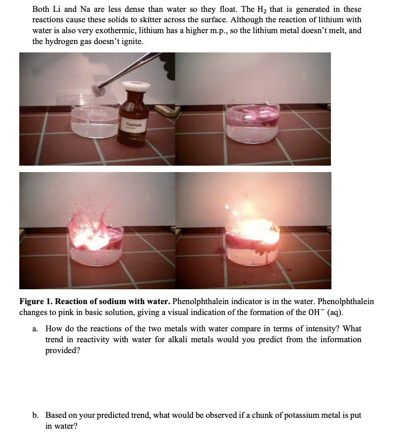 Solved 2Na(s)+2H2O(l)→2NaOH(aq)+H2( g) The reaction is very | Chegg.com