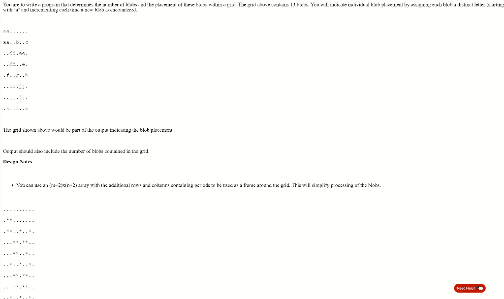 Solved with ' a and incrementing each time a new blob is | Chegg.com
