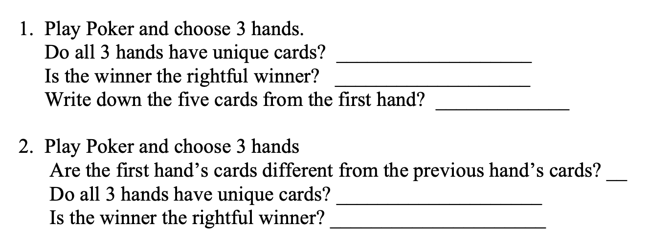 Implement a program that simulates a deck of playing | Chegg.com