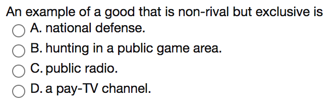 Solved An example of a good that is non-rival but exclusive | Chegg.com