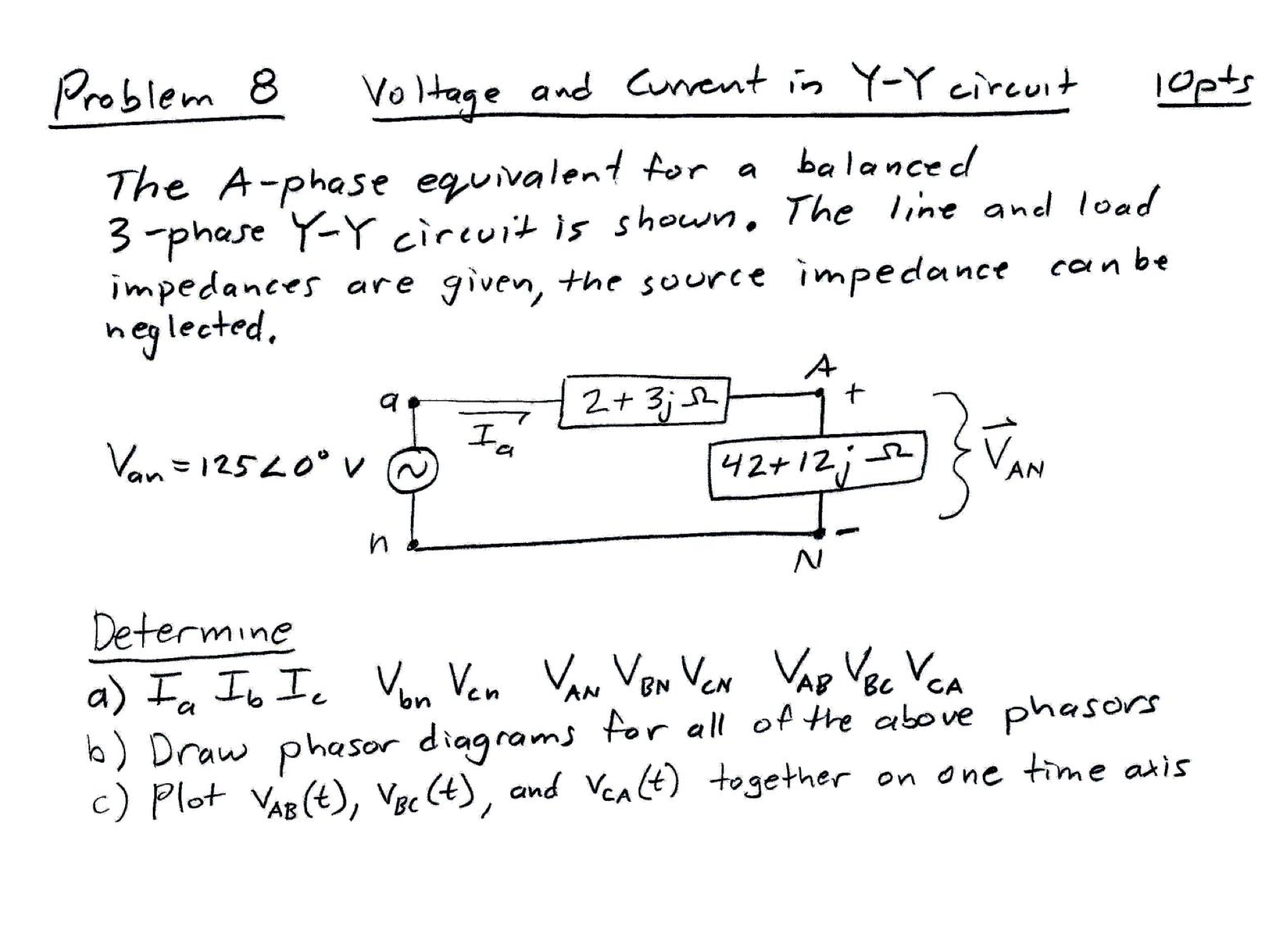Solved Problem 8 Voltage and Current in Y-Y circuit 10p The | Chegg.com