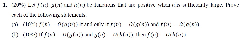 Solved Let f(n),g(n) ﻿and h(n) be ﻿functions that are | Chegg.com