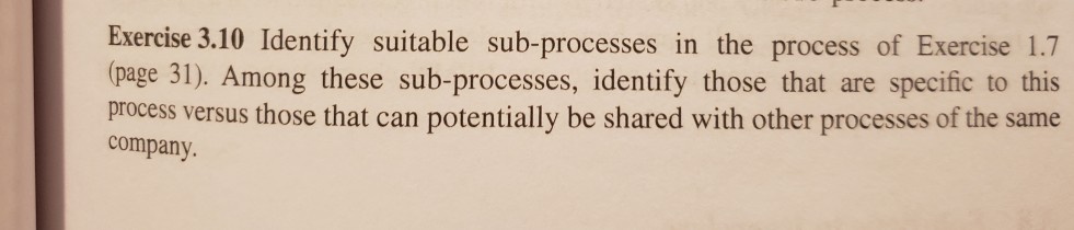 Exercise 3.10 Identify suitable sub-processes in the | Chegg.com