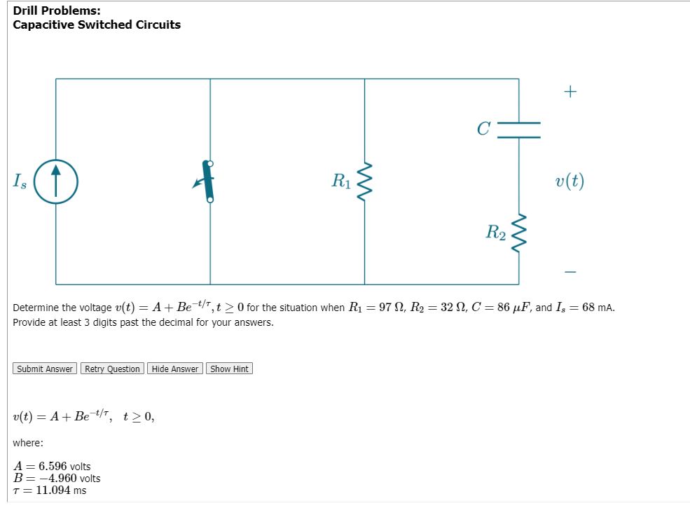 Solved Drill Problems:Capacitive Switched CircuitsDetermine | Chegg.com