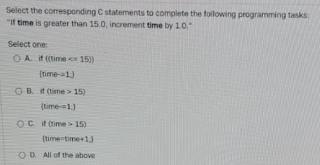 Solved Select the corresponding C statements to complete the | Chegg.com