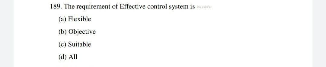 Solved 189. The requirement of Effective control system is | Chegg.com