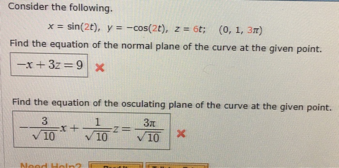 Solved Consider the following. x = sin(2t), y = -cos(2t), z | Chegg.com
