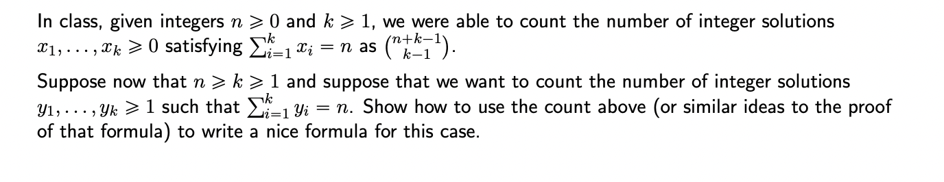 Solved i= k- In class, given integers n >0 and k > 1, we | Chegg.com
