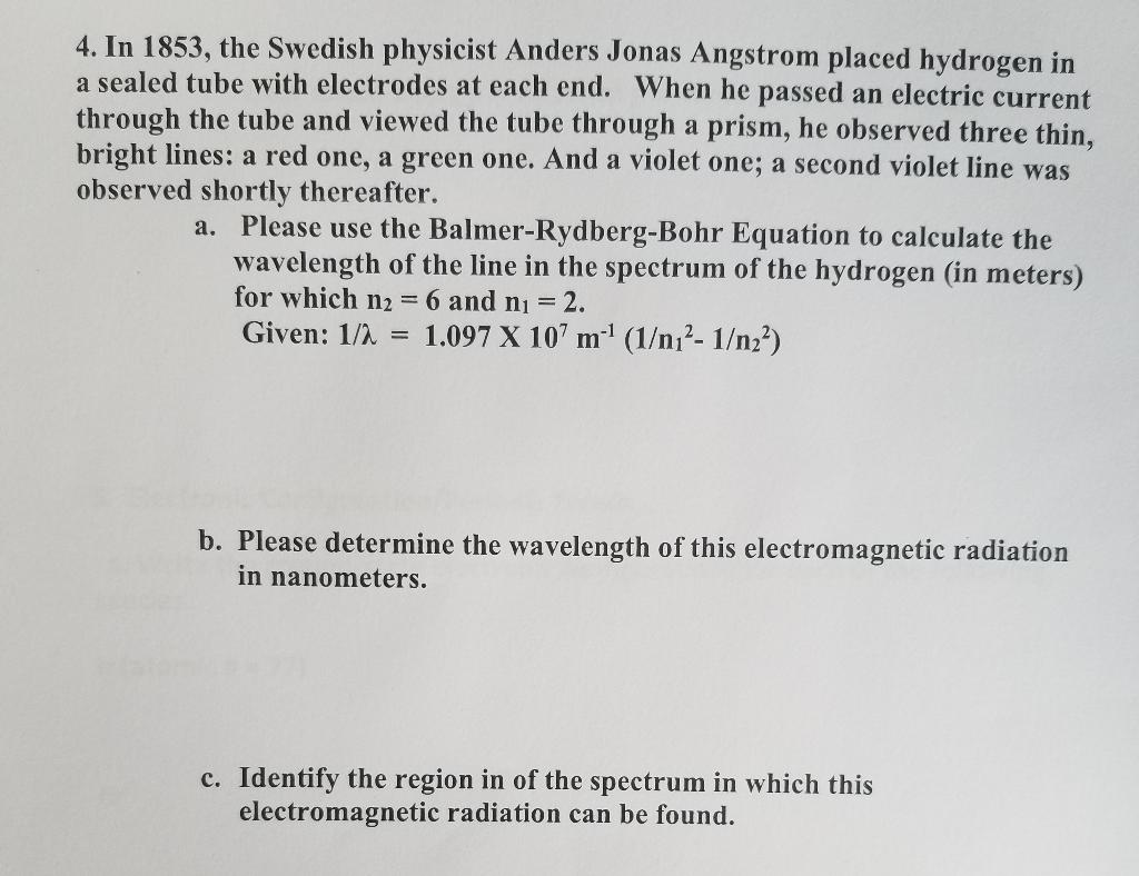 Solved 4. In 1853, the Swedish physicist Anders Jonas | Chegg.com