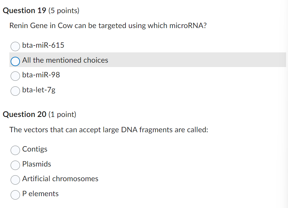 Solved Renin Gene in Cow can be targeted using which | Chegg.com
