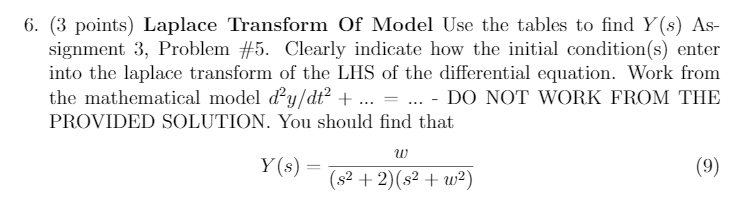 Solved 6. (3 points) Laplace Transform Of Model Use the | Chegg.com