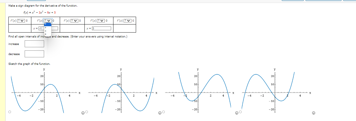 Solved Make a sign diagram for the derivative of the | Chegg.com