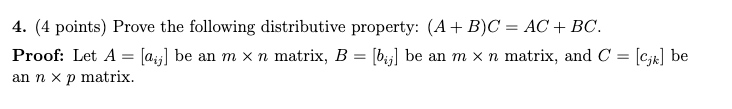 Solved 4. (4 points) Prove the following distributive | Chegg.com