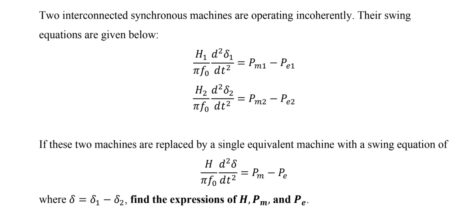 Solved Two interconnected synchronous machines are operating | Chegg.com