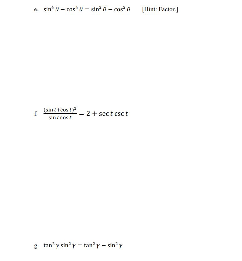 Solved c. cot(a) cos(a) + sin(a) = csc a d. csc a sec a = | Chegg.com