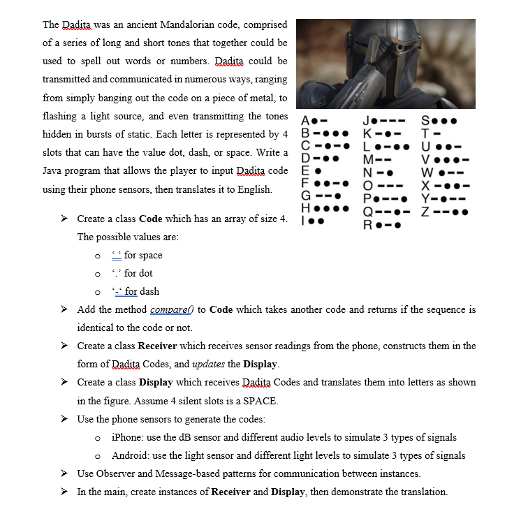 LUI The Dadita was an ancient Mandalorian code, | Chegg.com