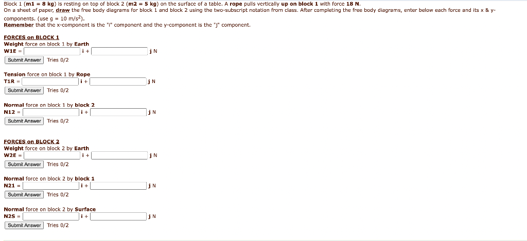 Solved Block 1 (m1 = 8 kg) is resting on top of block 2 (m2 | Chegg.com
