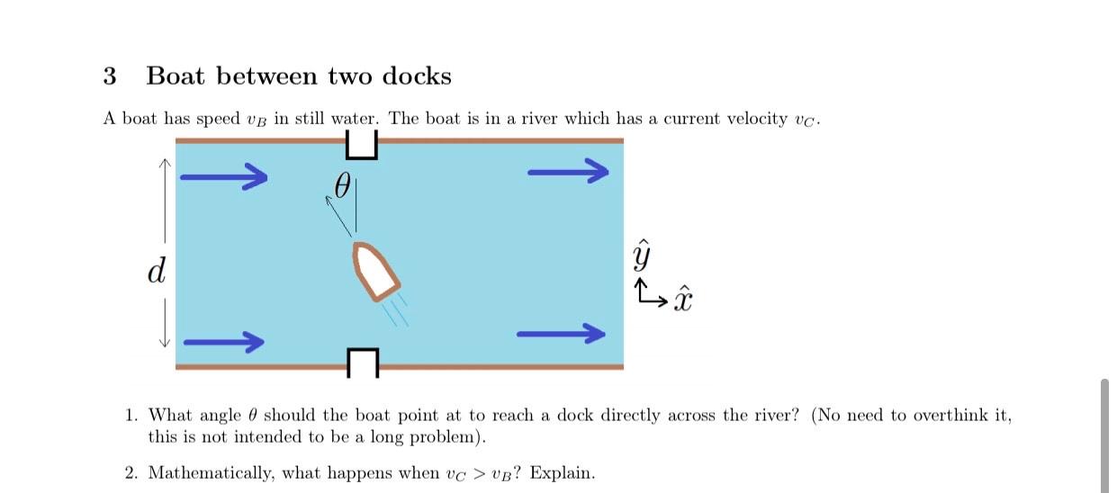 Solved 3 Boat between two docks A boat has speed up in still | Chegg.com