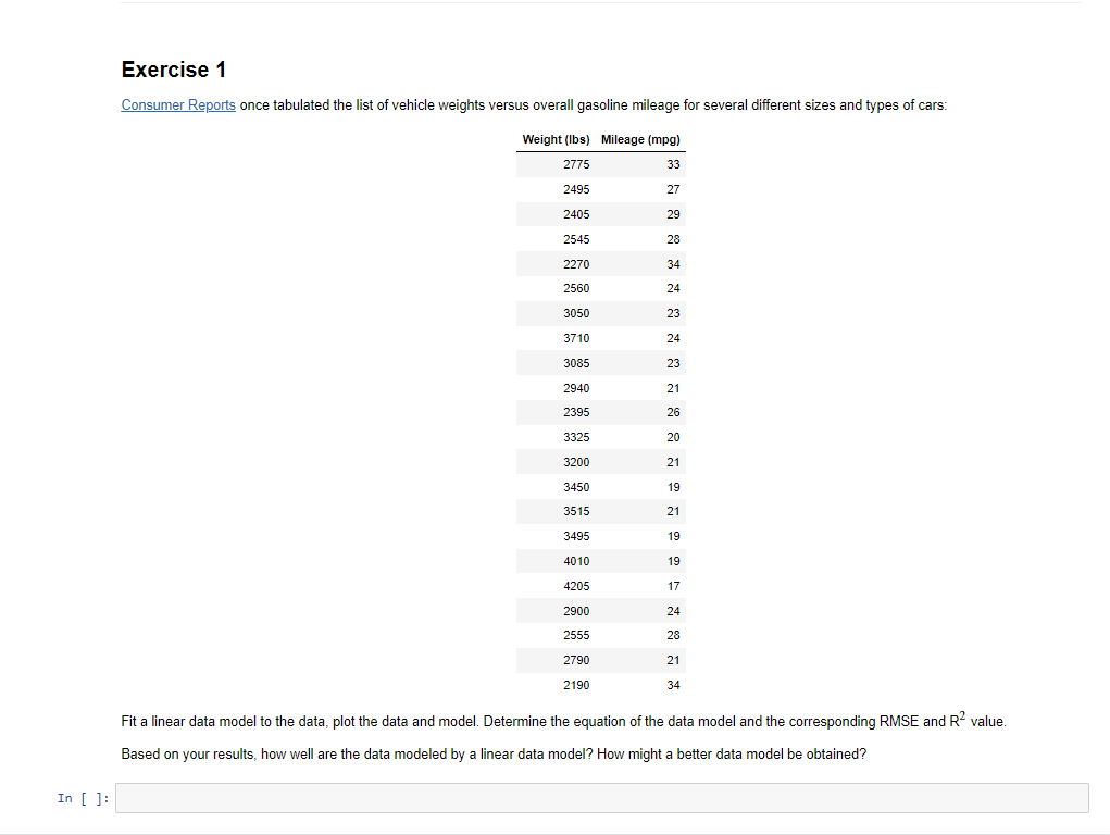 Solved Exercise 1 Consumer Reports once tabulated the list | Chegg.com
