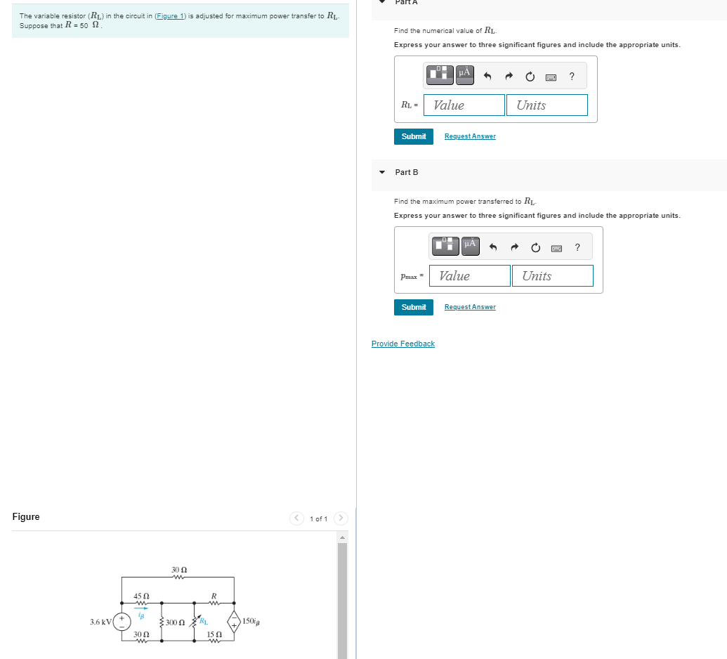 Solved The variable resistor (RL) ﻿in the circuit in (Figure | Chegg.com