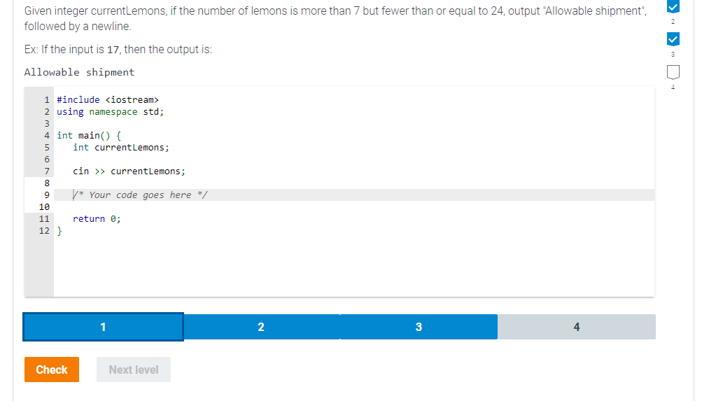 Solved Given integer currentLemons, if the number of lemons | Chegg.com