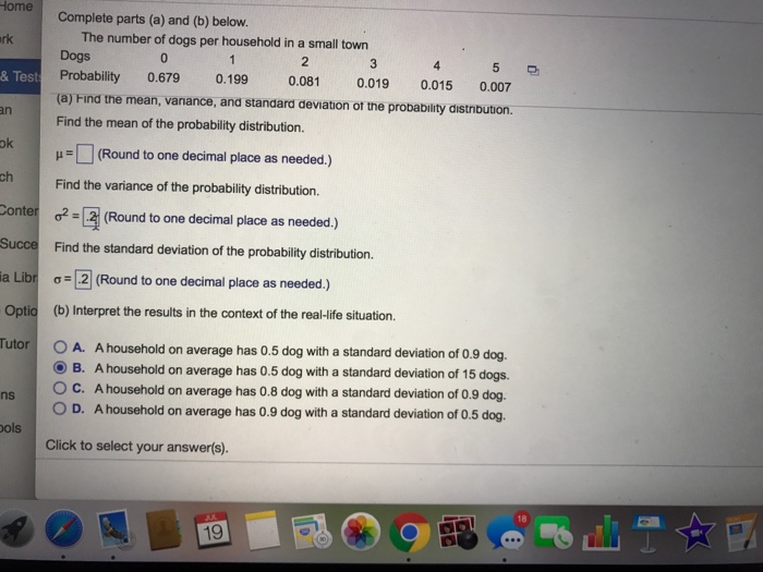 Solved Complete parts (a) and (b) below. The number of dogs | Chegg.com