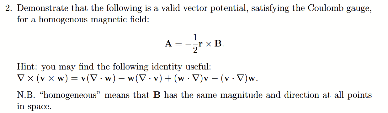Solved Demonstrate that the following is a valid vector | Chegg.com