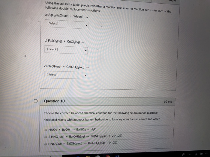 Solved Using the solubility table, predict whether a | Chegg.com