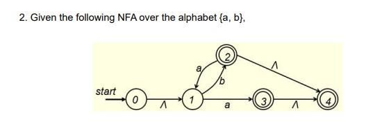 Solved 2. Given the following NFA over the alphabet (a, b}, | Chegg.com