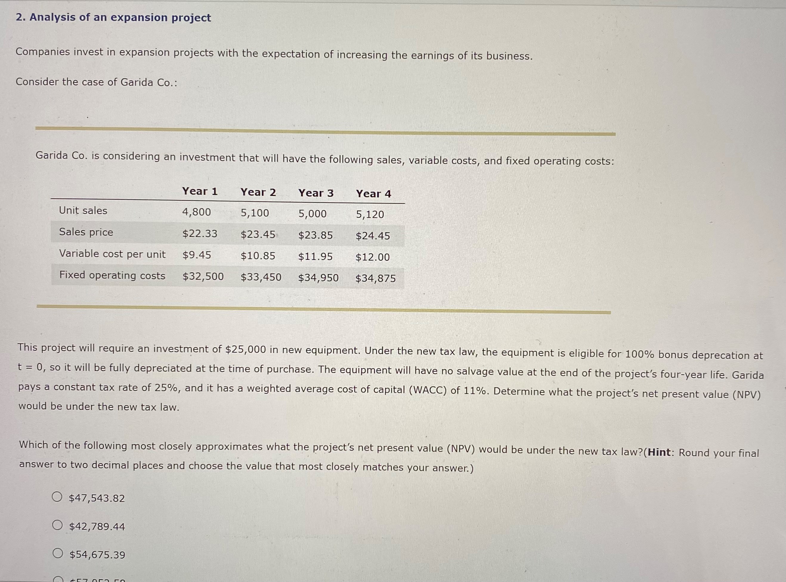 2. Analysis of an expansion project Companies invest | Chegg.com
