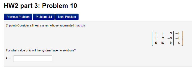 Solved 1 Point Consider A Linear System Whose Augmented 5778