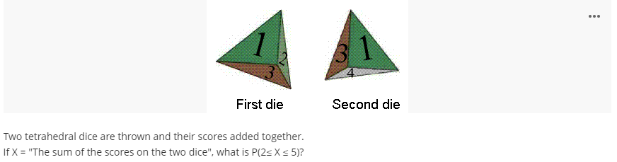 Solved . First die Second die Two tetrahedral dice are | Chegg.com