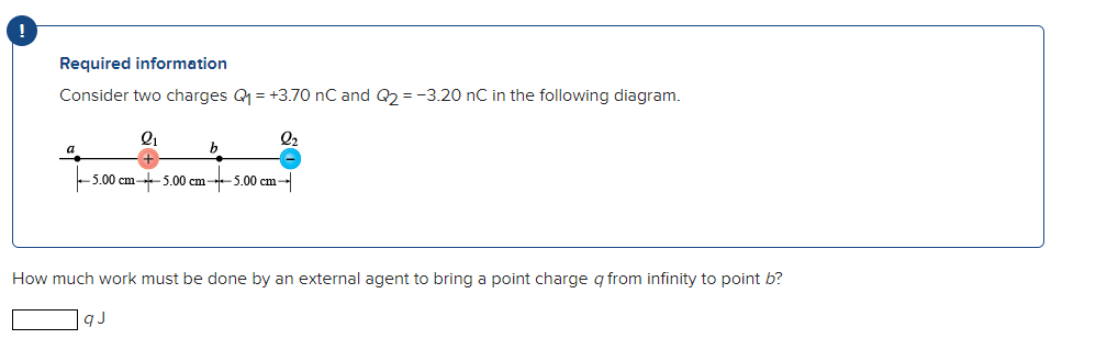 Solved Required information Consider two charges Q1=+3.70nC | Chegg.com