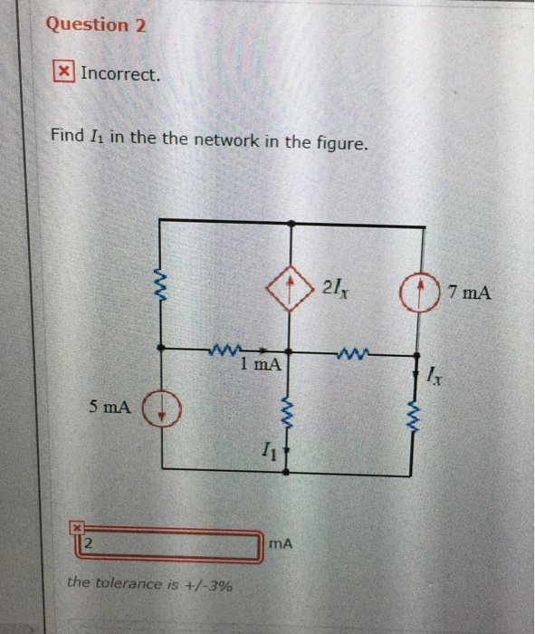 Solved Question 2 Incorrect X Find I1 in the the network in | Chegg.com