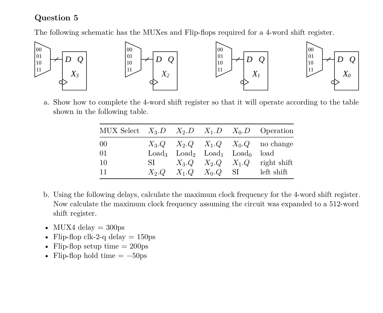 Solved Question 5The following schematic has the MUXes and | Chegg.com
