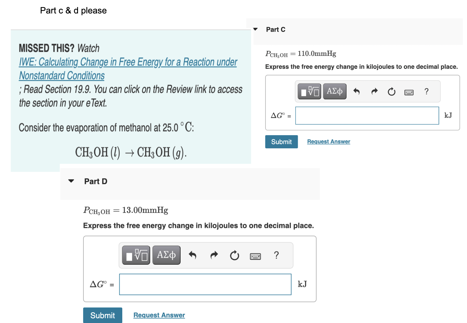 Solved Part c \& d please MISSED THIS? Watch IWE: | Chegg.com