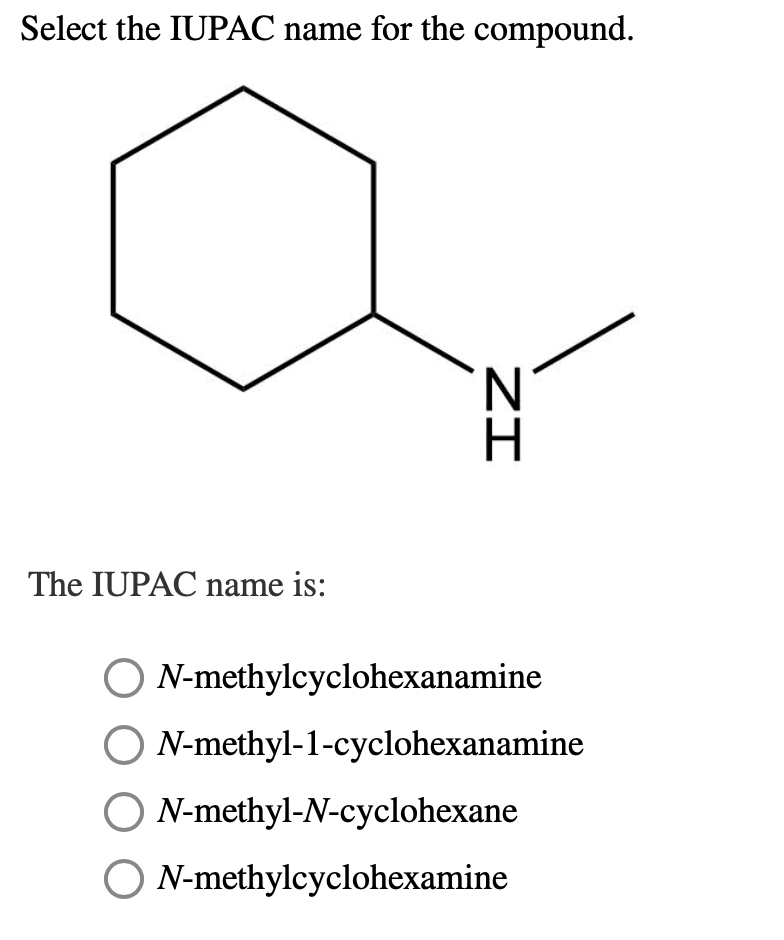 Solved Select the IUPAC name for the compound The IUPAC name | Chegg.com