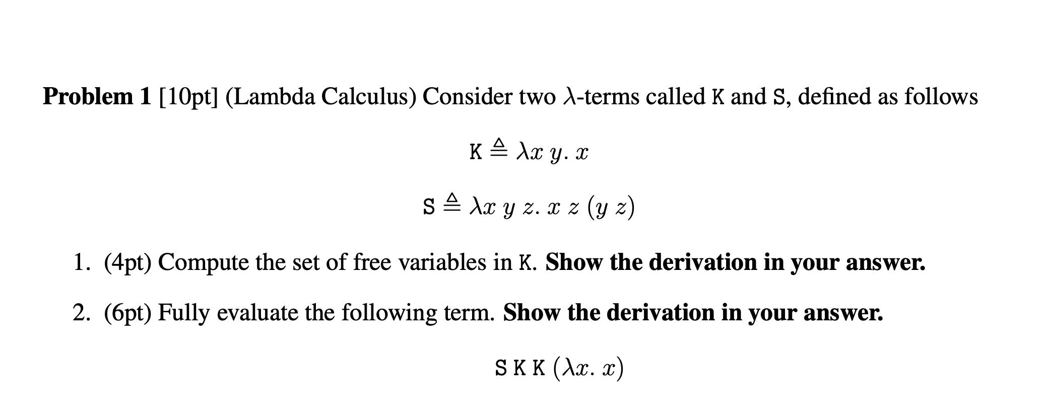 Solved Problem 1 10pt Lambda Calculus Consider Two 0115