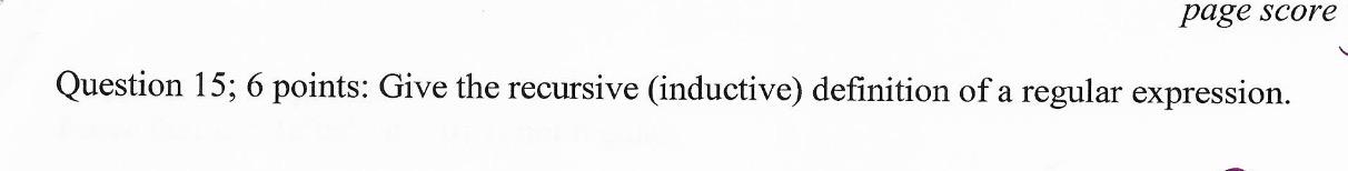 Solved Question 15; 6 points: Give the recursive (inductive) | Chegg.com