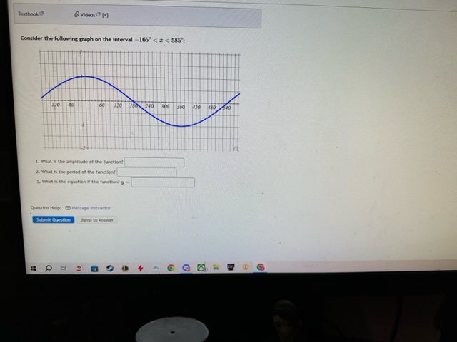Consider the followine traph on the interval −165∘ | Chegg.com