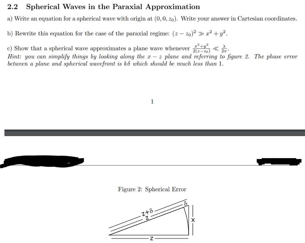 2 2 Spherical Waves In The Paraxial Approximation A