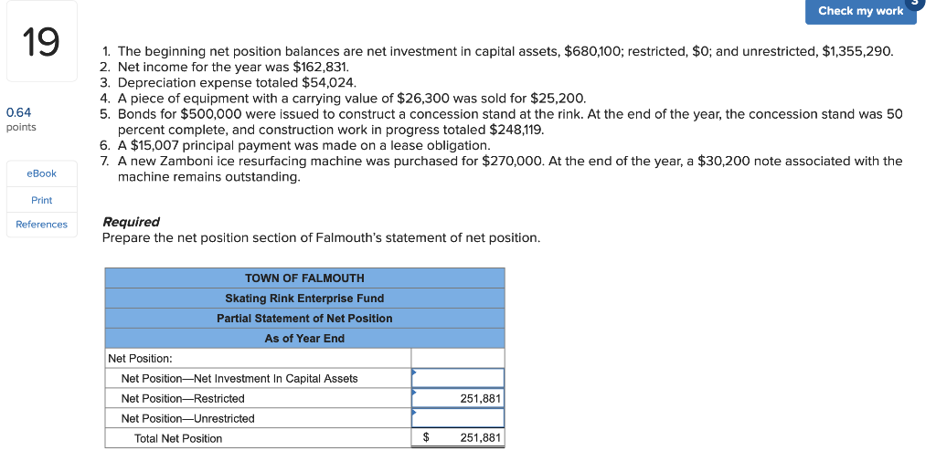 Solved Check my work 19 1. The beginning net position | Chegg.com
