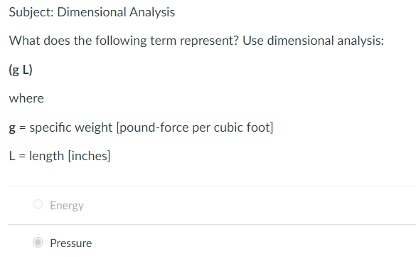 Solved Subject: Dimensional Analysis What does the following | Chegg.com