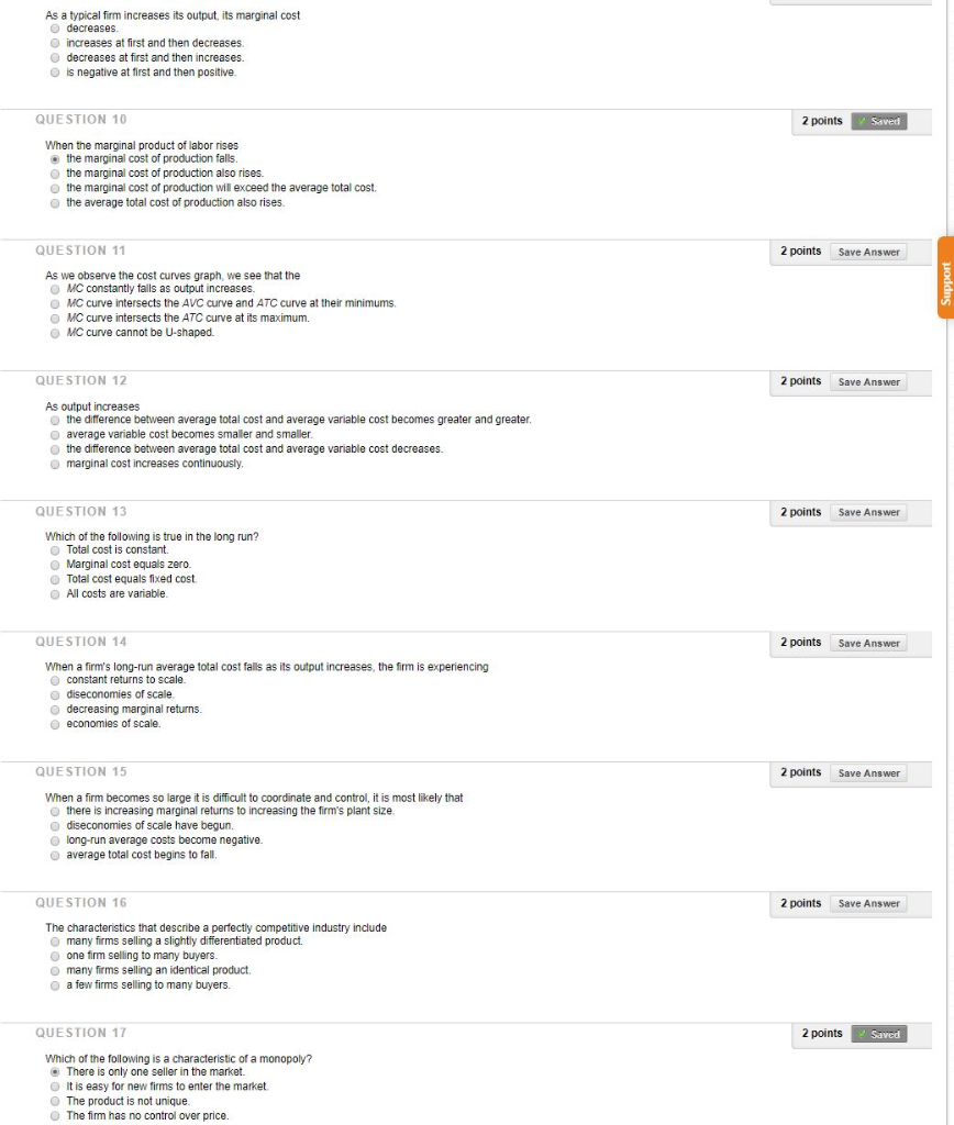Solved As a typical firm increases its output its marginal | Chegg.com